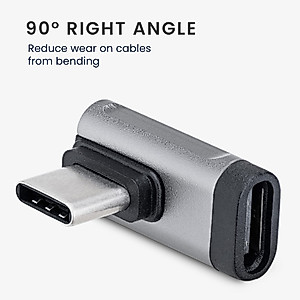 kwmobile USB C Right Angle Adapter - 90 Degree Male to Female USB-C Plug Adaptor Compatible with Oculus Headsets Laptops Computers - Set of 2