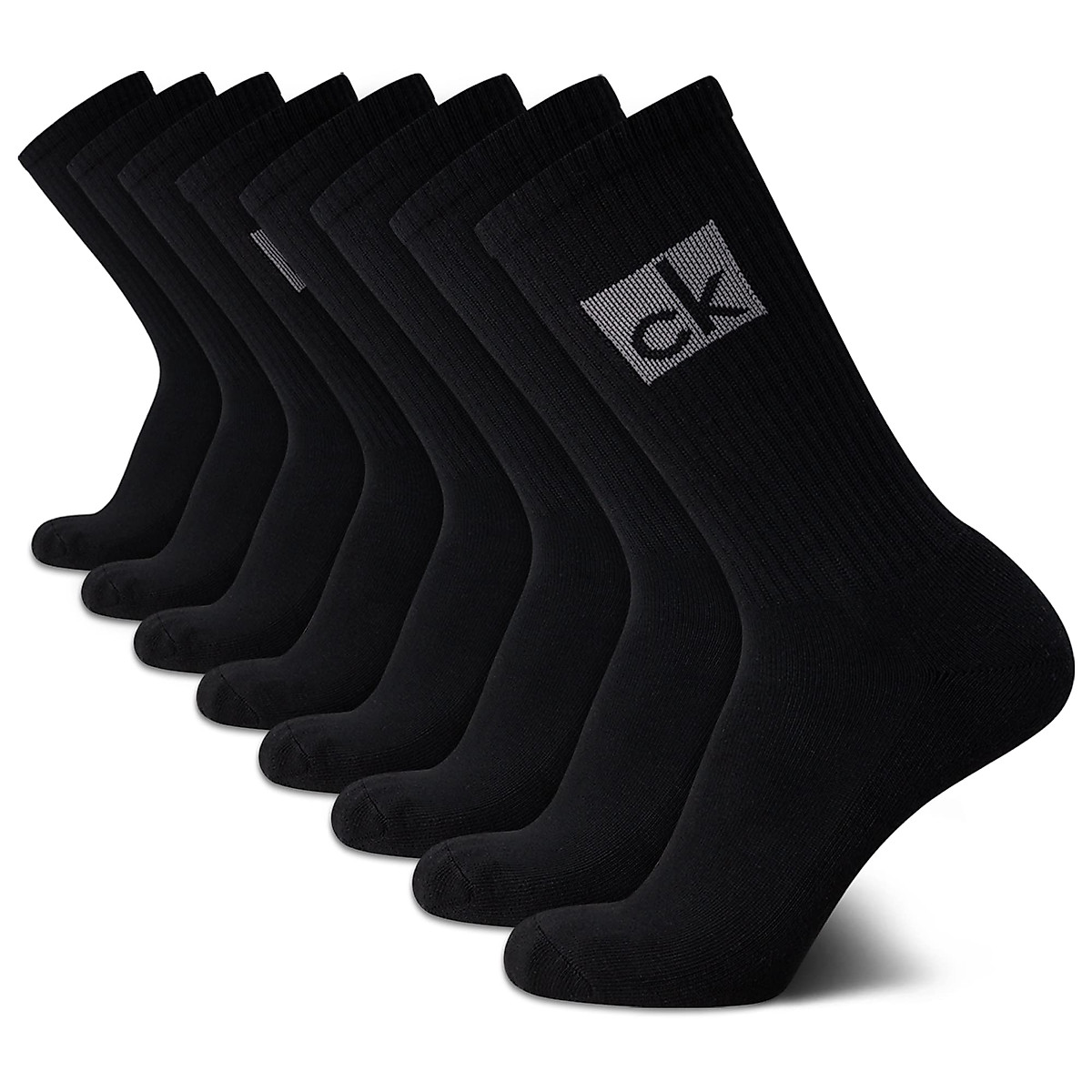 Calvin Klein Men’s Athletic Socks – Lightweight Cotton Blend Crew Socks (8 Pack), Size Shoe Size: 7-12, Black