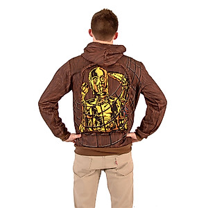 Star Wars Chewbacca & Threepio Fleece Zip Hoodie and Backpack (Small) Brown