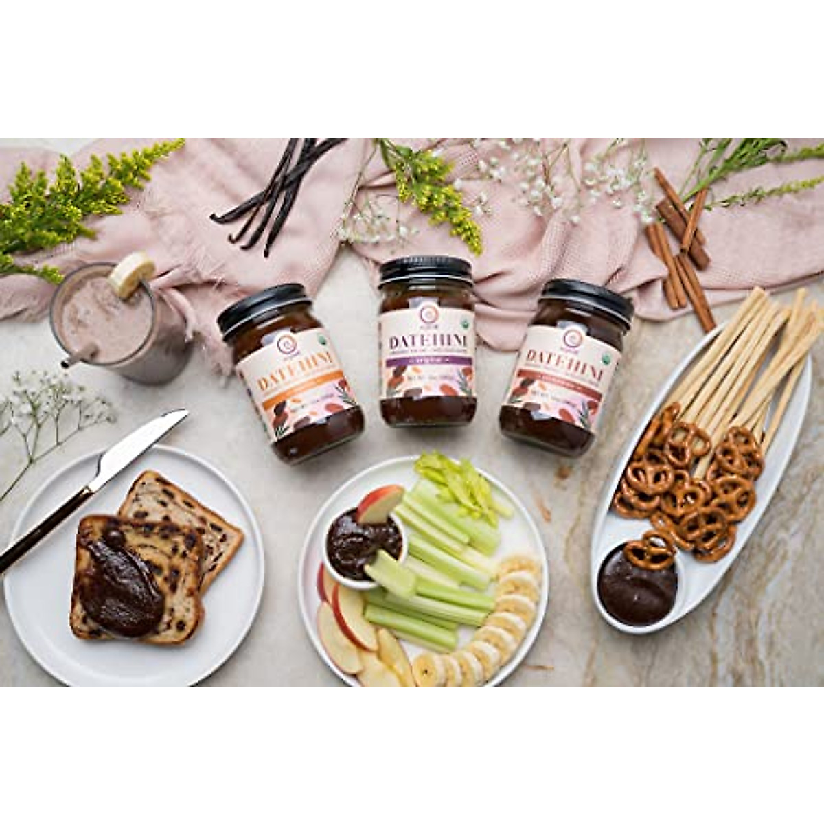 Datehini Organic Tahini and Medjool Date Spread (Original, 12 Oz Jar)