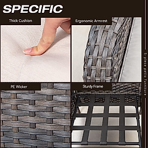 Joyside Patio Furniture Set 2-Piece Wicker Outdoor Furniture Conversational Sets with 3-Seat Sofa, Patio Rattan Coffee Table Patio Rattan Wicker Sectional Sofa Set with Cushions(Mixed Grey/Beige)