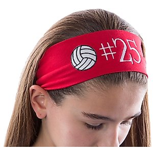 Funny Girl Designs Personalized Monogrammed Embroidered Volleyball Patch Cotton Stretch Headband