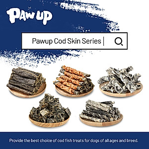 PAWUP Dog Treats, Cod Skins Dog Treat with Taurine, One-Ingredient Grain-Free Chew Fish Skin Rolls Rich in Omega3, 8 oz