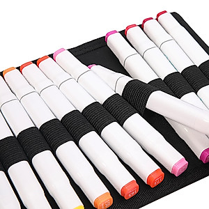 BOMKEE 28 Slots Pencil Sleeve, Binder Pencil Case Inner Page Carrying Pen Pad Fit for Cosmetic Brush, Crayon, Color Pencil, Gel Pen