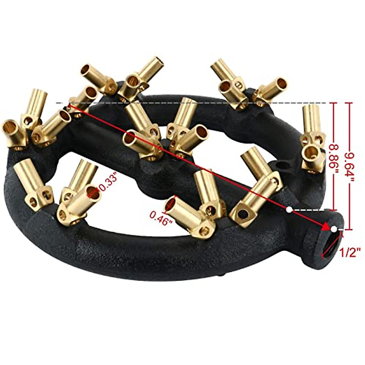 Mono-gatari Propane Gas Jet Burner 23 Tips Cast Iron Body Round Nozzle Jet Burner for Wok Range,Stir Fry,Grilling 0.5mm Hole Up 100,000 BTU