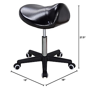 Master Massage Ergonomic Swivel Saddle Rolling Hydraulic Stool in Black