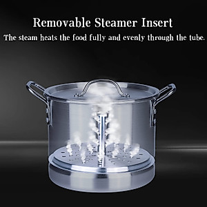 ARC 20 Quart Aluminum Tamale Steamer Pot, Crab Seafood Stock Pot w/Steamer Rack and Tube, Great for Water Bath Canning Pot, Rivet Handle, 5 Gal