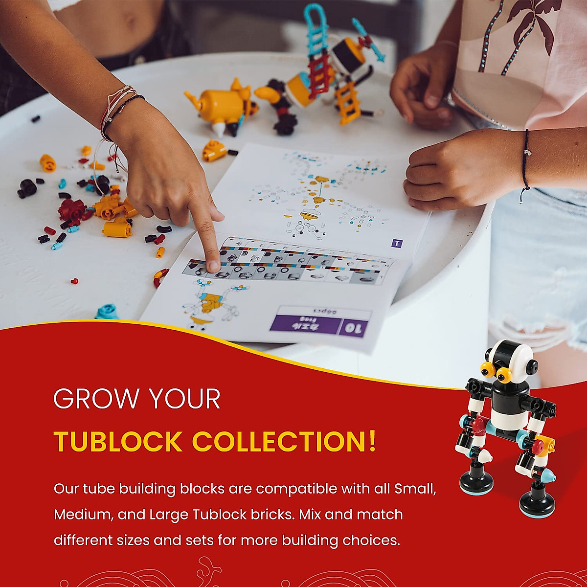 Tublock Creator Set (SML 390 Pieces) | Creative and Educational Brick Building Toys for Girls and Boys | Colorful Building Bricks Set | Innovative Curved Bricks for Building with Movable Pieces