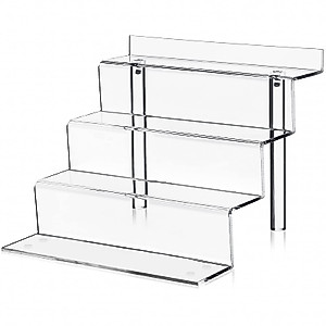YIDITTHOPE 3 Tier Clear Acrylic Display Riser Shelf for Pops & Toys Figures,9 in Cupcake Stand for Nail Polish, Shot Glasses, Perfume & Cologne Organizer, Crystals Collectibles Decoration in Cabinet
