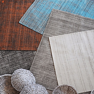 MY SWANKY HOME Hand Woven Wool Soft Dark Gray Area Rug | 8 x 10 Striated Striped