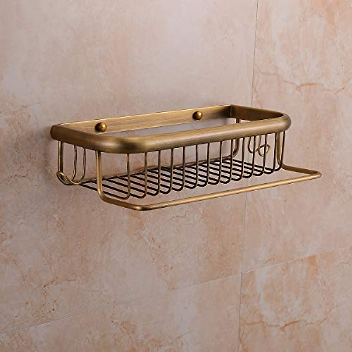 VINSNI Antique Brass Shower Shelf Bathroom Shelf Shower Organizer Basket Wall Mounted