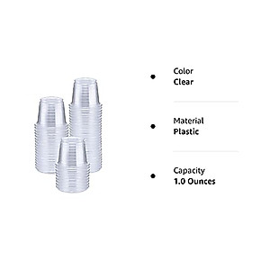 [400 Count -1oz] Disposable Plastic Shot Glasses,Clear Small Cups,Condiment Cups,CondimentsTasting, Sauce, Dipping, Samples Cups