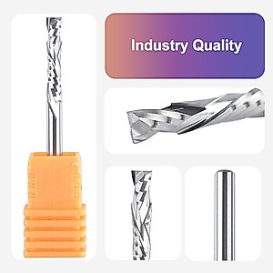 SpeTool 5Pcs Carbide Compression Router Bit Up&Down End Mills 1/8 inch Shank with 1/8 inch Cutter for CNC Mill Machine Wookwork 3D Profile Detail Engraver Carving