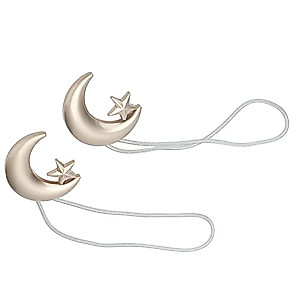 2PCS Strong Magnetic Curtain Tiebacks Modern Simple Style Drape Tie Backs Convenient Decorative Weave Rope Curtain Holdbacks Curtain Tiebacks Magnetic Curtain Buckle Drapery Holdbacks(Gold)