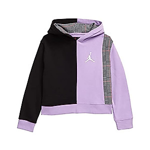 Nike Cb Plaid Boxy PO Girls Active Hoodies Size S, Color: Lilac/Black-Purple