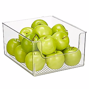 mDesign Modern Plastic Open Front Dip Storage Organizer Bin Basket for Kitchen Organization - Shelf, Cupboard, Cabinet, and Pantry Organizing Decor - Ligne Collection - Clear