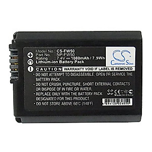 EQLABS 1080mAh Replacement Battery Compatible with Sony NP-FW50 ILCE-7S, Mirrorless Alpha A3000, Mirrorless Alpha A5000, Mirrorless Alpha A6000, NEX-3, NEX-3A, NEX-3C, NEX-3D