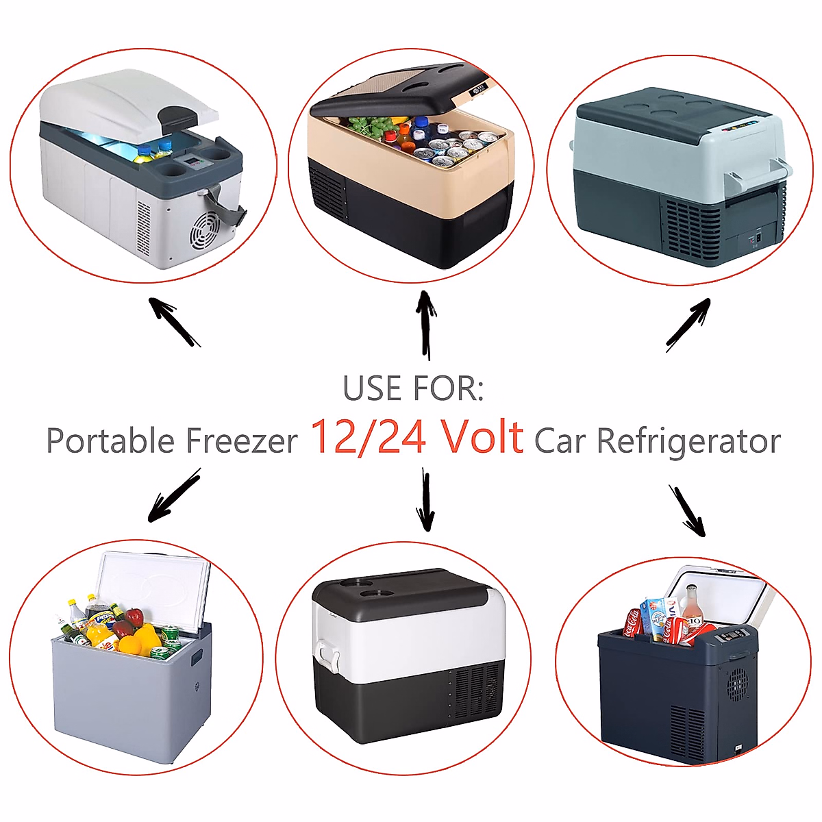 12V/24V DC Power Cord Cigarette Lighter Plug Car Refrigerator DC Power Cable Compatible with Alpicool/Dometic/ARB/Ausranvik/ICECO Portable Car Refrigerator Fridge