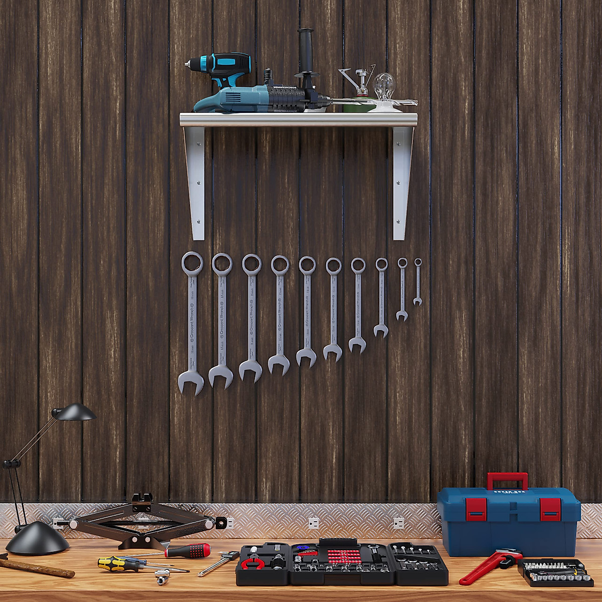 Express KitchQuip NSF Certified 18 Gauge Heavy Duty Stainless Steel Wall Shelf with Brackets for Kitchens, Utility Rooms, Storage, Offices & Home (24"x18")