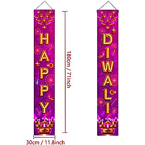 Happy Diwali Hanging Banner Porch Sign Front Door Decorations - Festival of Lights Deepavali Decorations Party Banner