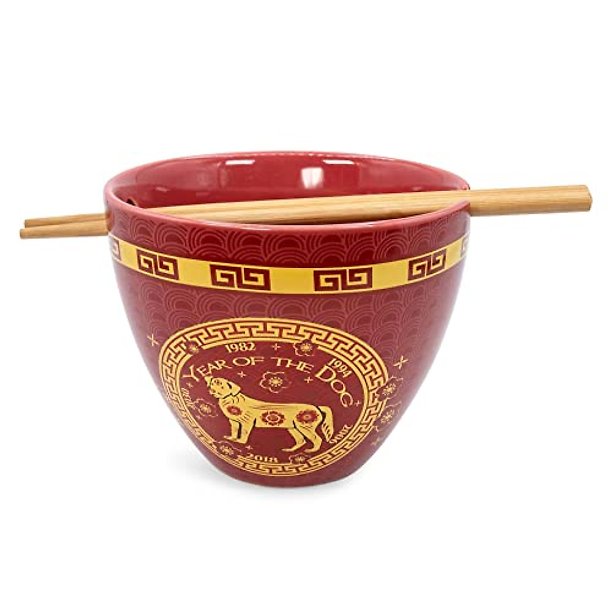 Boom Trendz Year Of The Dog Chinese Zodiac Ceramic Dinnerware Set Includes 16 Ounce Ramen Noodle Bowl and Red One Size