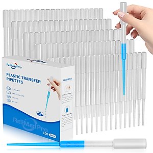 ReliMedPro 100 PCS 3ML Dropper Pipettes Essential Oil Transfer, Disposable Plastic Eye Dropper for Science Experiments, Crafting, Makeup Tool, 3ml-Improved