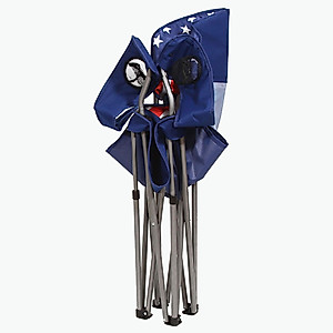 Kamp-Rite KAMPAFC141 Portable Outdoor Camping Furniture Beach Patio Sports Folding Quad Lawn Chair with 2 Cup Holders, USA Flag