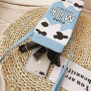 WLC Milk Carton Purse Female Bag, Ladies' PU Shoulder Handbag, White