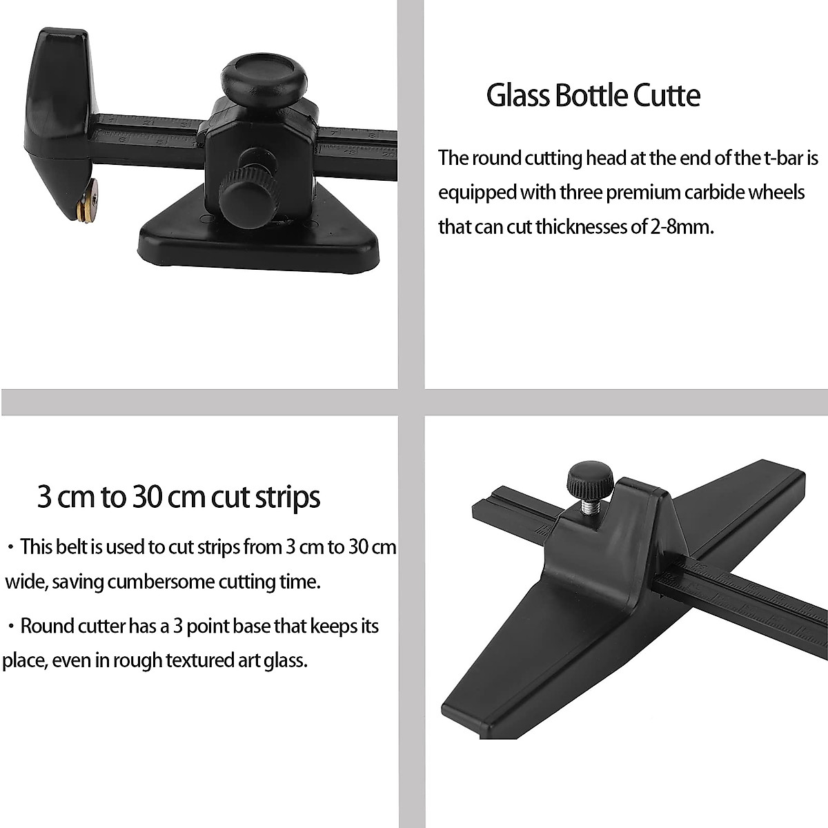 Glass Cutting Tools, Round Diameter Adjustable Glass Bottle Cutter,Ring Gass Cutter for Industrial Supplies,Strip and Circle Glass Cutter with Base