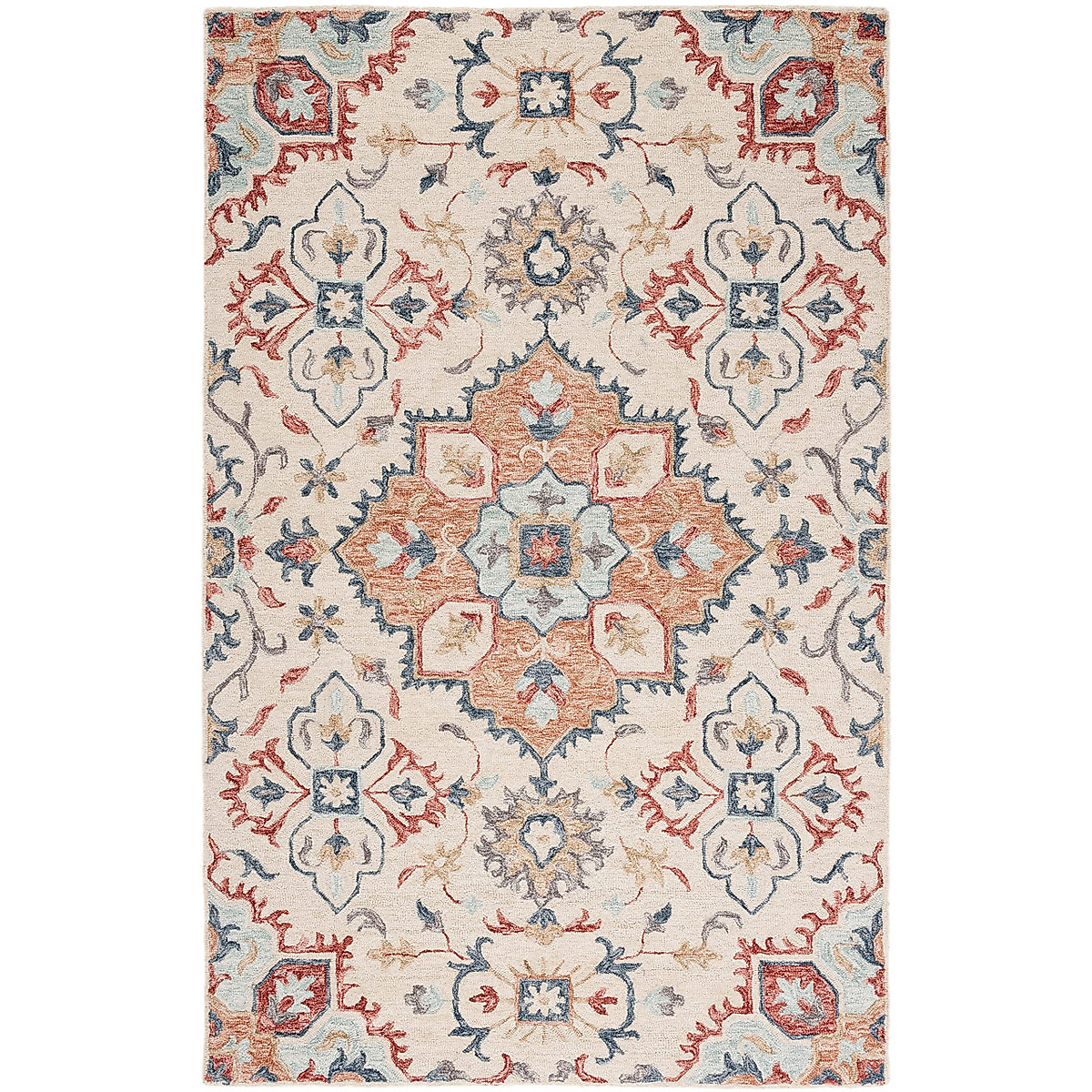 SAFAVIEH Metro Collection Accent Rug - 3' x 5', Beige & Rust, Handmade Wool, Ideal for High Traffic Areas in Entryway, Living Room, Bedroom (MET354B)