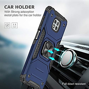 Amytor Designed for Motorola Moto G Power 2021 Case [2 x Tempered Glass Screen Protector] [ Military Grade ] 17Ft. Drop Tested Armor Protective Phone Case with Magnetic Car Mount Ring Kickstand (Blue)