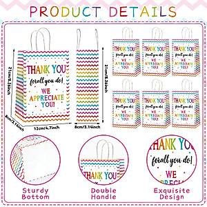 CHUNNIN 12 Pcs We Appreciate You Paper Gift Bags Thank You for All You Do Goodie Bag Be Thankful to Teacher Doctor Staff Treat Bag Decoration for Thank You Party Favors Congratulations Supplies