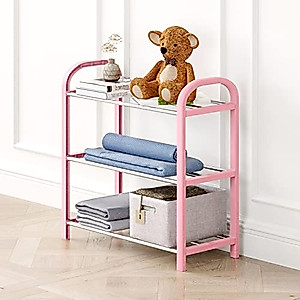 Hockmez 3-Tier Small Shoe Rack,Multifunctional Sturdy Lightweight Shoes Storage Organizer for Small Space, Free Standing Shoe Shelf for Closet Entrywa（HP-Fen