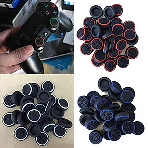 shlutesoy 4Pcs Joystick Caps,Soft Silicone Controller Thumb Stick Grip Joystick Button Cap Cover for PS3 PS4 Black&White