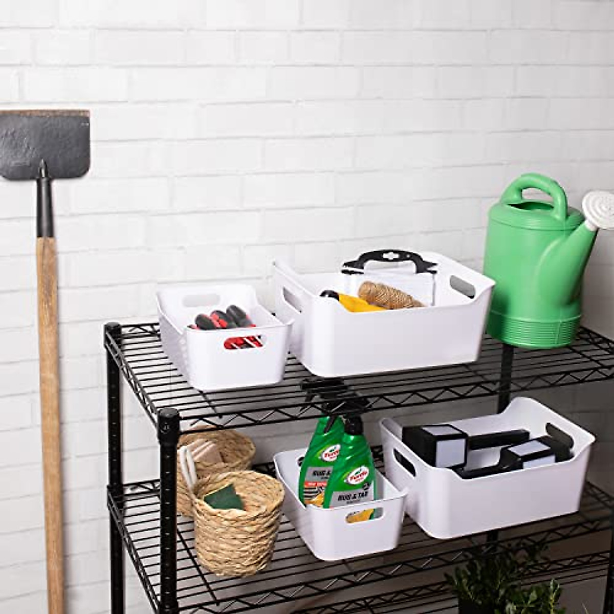 bHome Plastic Storage Bins For Kitchen Organization, Pantry Organization and Storage, Closet Organizers & Storage Containers - Baskets for Organizing Cabinets, Freezer, & Fridge Organizer Bin Set of 2