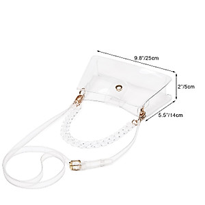 LAM GALLERY Women's PVC Clear Purse See Through Designs Chain Handbag for Working Sports Stadium Approved Clear Bag- Resin Chain