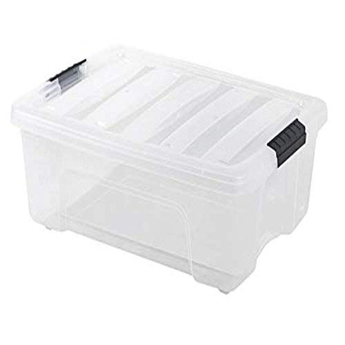 IRIS USA 100300 IRIS Stack and Pull Storage Box, 12.95 quarts, 11 x 16.5 x 6.5, 12, Clear/Black Buckle
