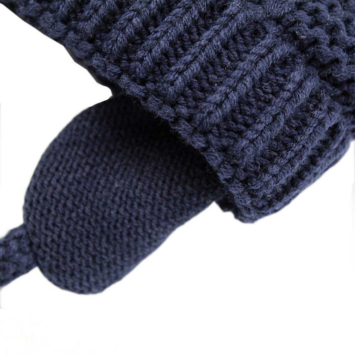 Baby Beanie Earflaps Hat - Infant Toddler Girls Boys Soft Warm Knit Hat Kids Winter Hat with Fleece Lining(Grey&Navy,S)