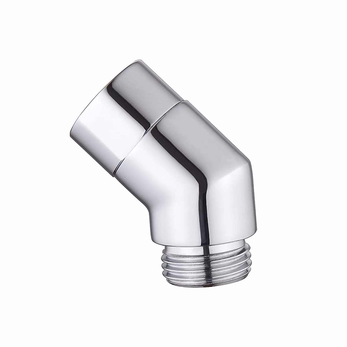 Carvedexquisitely Modern Copper Showerhead Elbow Adapter, 135 Degree Chrome, G1/2" Female and Male