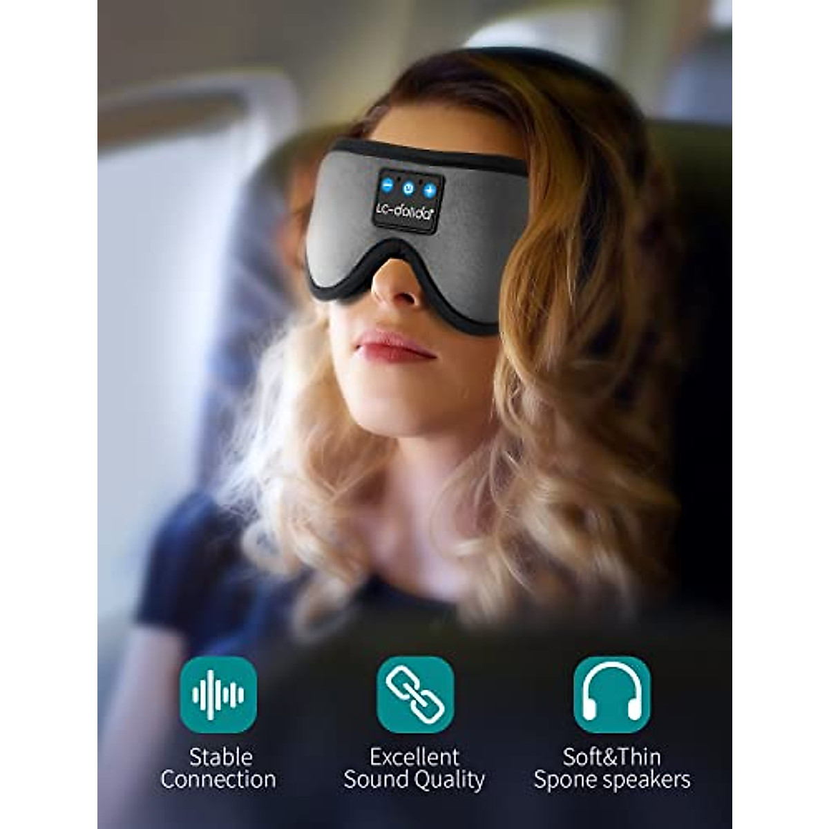 Sleep Mask with Bluetooth Headphones,LC-dolida Sleep Headphones Bluetooth Sleep Mask 3D Sleeping Headphones for Side Sleepers Best Gift and Travel Essential (Grey)