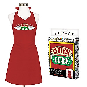 Red Central Perk Friends Apron | Waitress Rachel Green Costume | Halloween Costumes for Women | Stylish V-Neck Cut, Soft Fabric | Cooking Clothes, Halloween Party, Friends TV Show Apron | One Size
