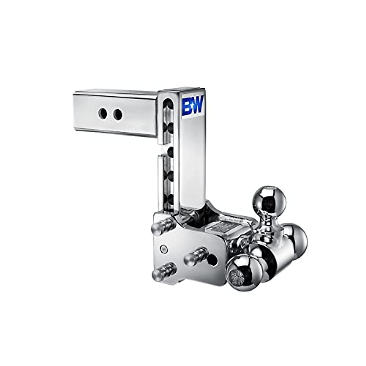 B&W Trailer Hitches Chrome Tow & Stow Adjustable Trailer Hitch Ball Mount - Fits 2.5" Receiver, Tri-Ball (1-7/8" x 2" x 2-5/16"), 7" Drop, 14,500 GTW - TS20049C