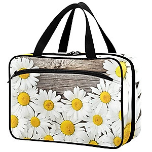 Naanle First Aid Bag Wooden Daisy Chamomile Empty Medium Medicine Storage Bag Emergency Treatment Medical Bags Travel Medicine Bag Pill Bottle Organizer for Vitamin Supplement