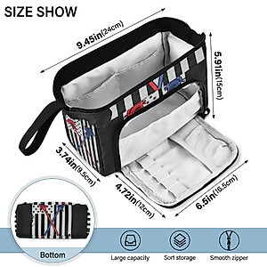 Glaphy American Flag with Lacrosse Hockey Pencil Case Large Capacity Pencil Pouch Bag Zipper Storage Stationery Bag for Office College School