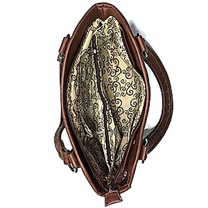 Justin West Cowgirl Western Rhinestone Cross Floral Embroidery Studded Concealed Carry Handbag Purse Trifold Crossbody Messenger Bag Wallet (Brown Tote Purse)