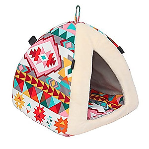 Bird Warm Nest Parrot Tent Hammock Toy for Parakeet Cockatiel Conure Cockatoo African Grey Amazon Budgie Lovebird Finch Canary Hamster Gerbil Rat Chinchilla Guinea Pig Squirrel Hedgehog Cage (S, Pink)