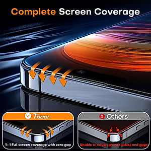 TOCOL for iPhone 15 Screen Protector [Military Grade Shatterproof] HD Tempered Glass for iPhone 15 Full Coverage Screen Protector, Anti-Fingerprint, Easy Installation, 2 Packs