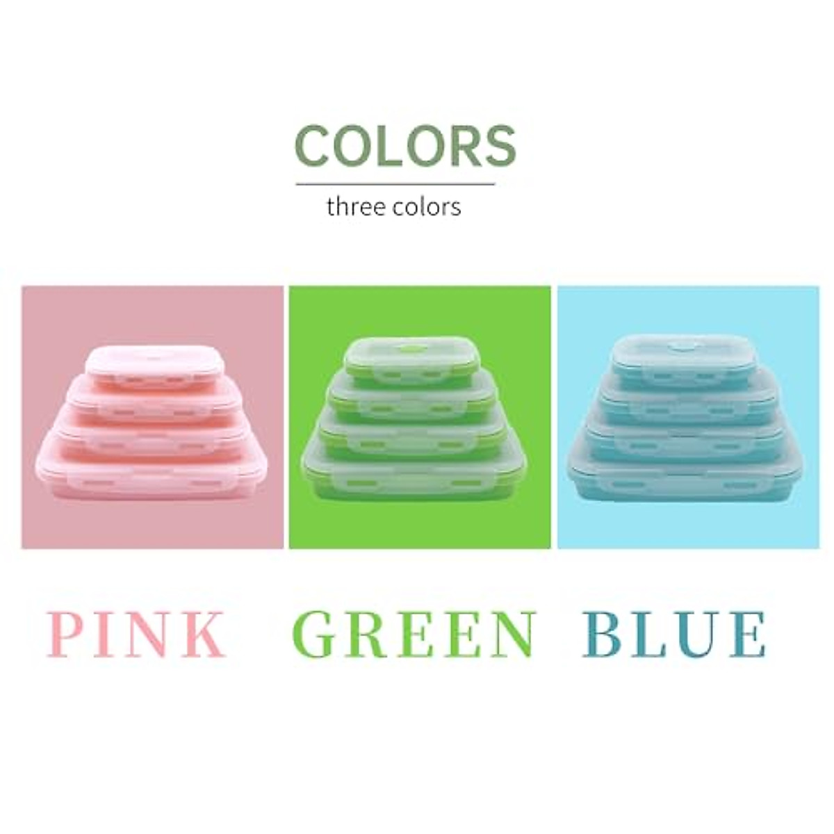 sloppyhla 4 Pack Silicon Lunch Box Flat Stacks Collapsible Food Storage Containers With Lids, Leftover Meal Box For Kitchen, BPA Free,Microwave and Freezer Safe, Foldable Thin Box Design (Pink)