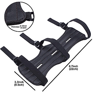 Goabroa Archery Arm Guard 2 Pack Leather Forearm Guard with Full Coverage, Protective Adjustable Elastic 3-Strap Bow Accessories Arm Guards for Archery