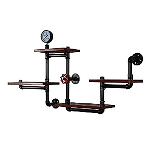 YIYIBYUS Floating Shelves Wall Mounted, Rustic Wood Wall Storage Shelves Hanging Shelf for Bedroom, Living Room, Bathroom, Kitchen, Office Display Decor Black